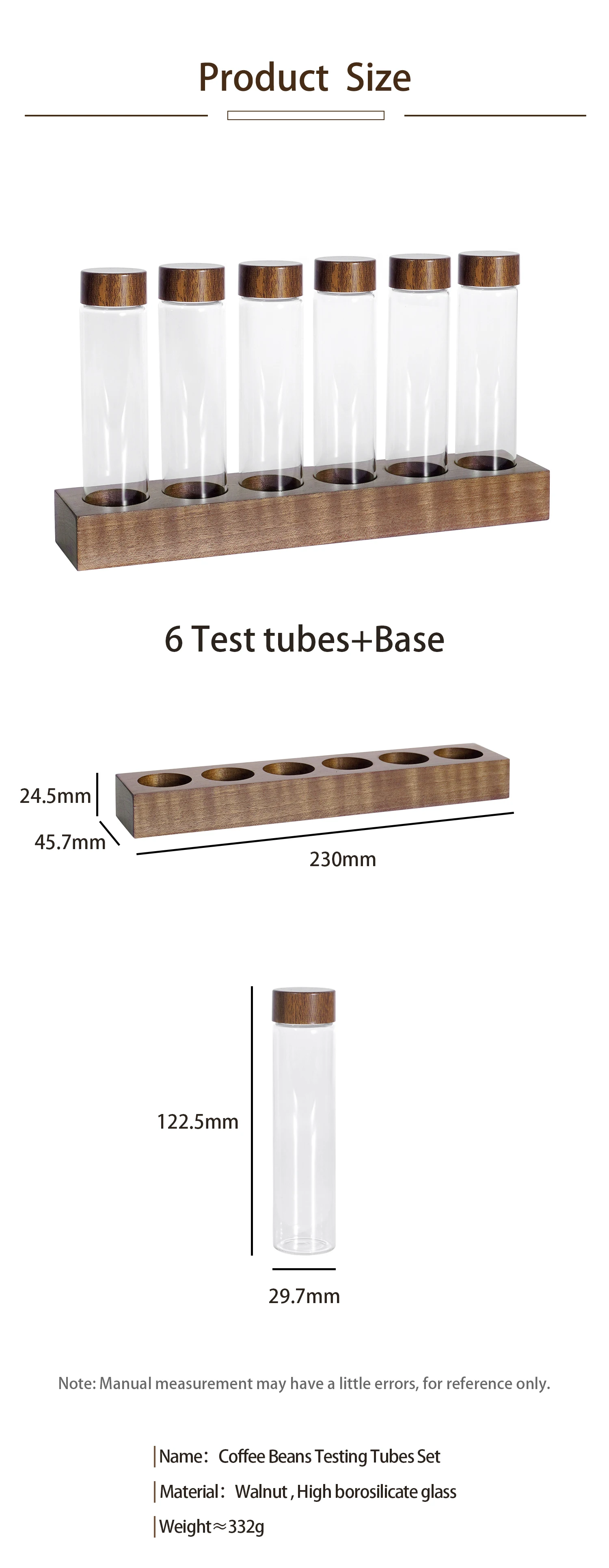 Walnut Wooden Display Rack for Glass Test Tubes - Coffee Storage