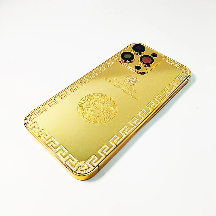 Customizable Engraved Logo Luxury Real Gold Plated Mobile Phone Housing ...