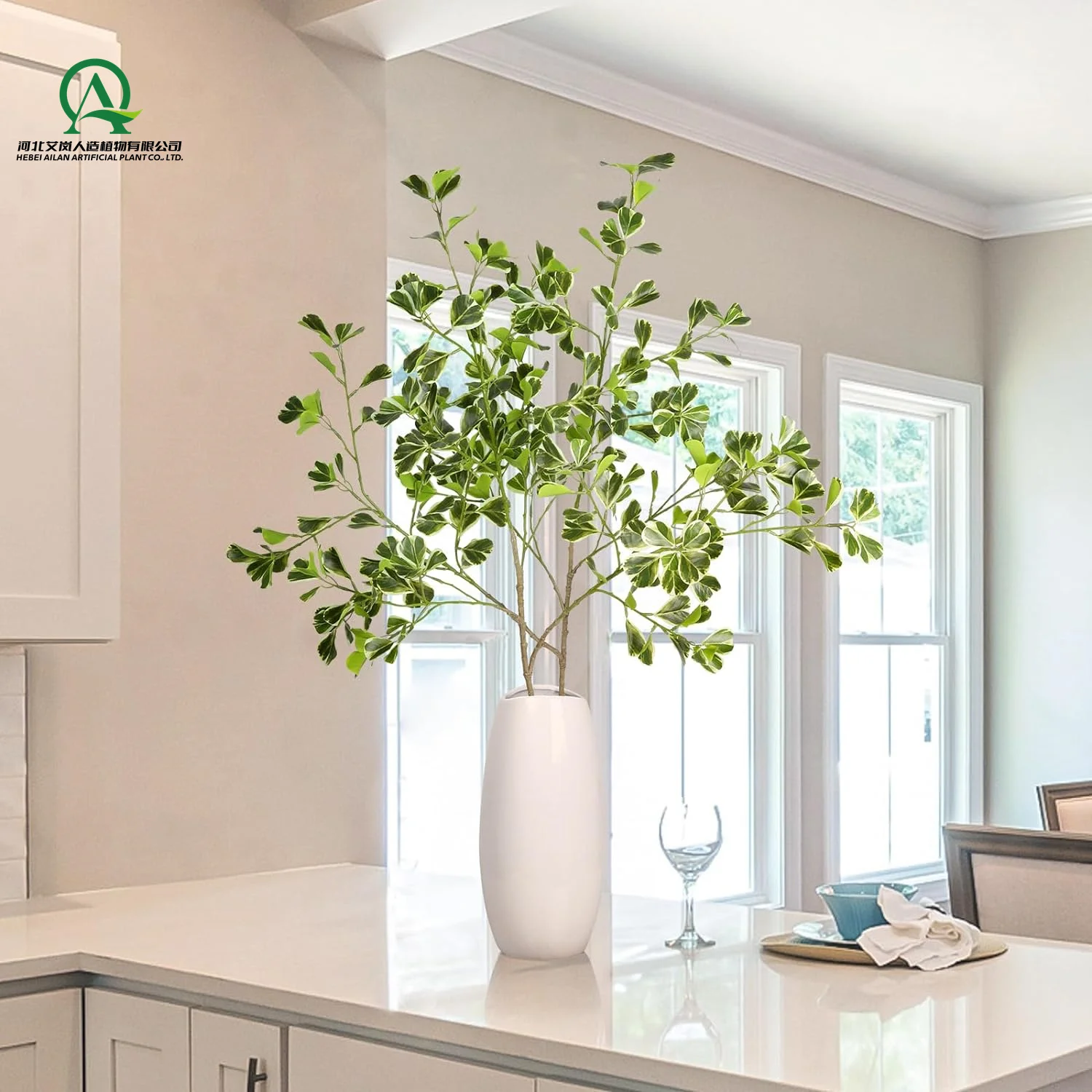 Artificial Greenery Long Stem Ficus Branches Green Stems Leaves Twig ...