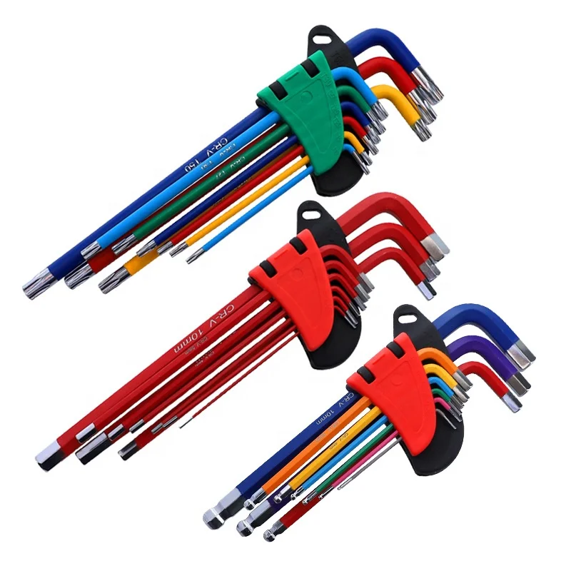 9 Piece Metric Ball End Color Coded Hex L-Key Set Hex Key Allen Wrench ...