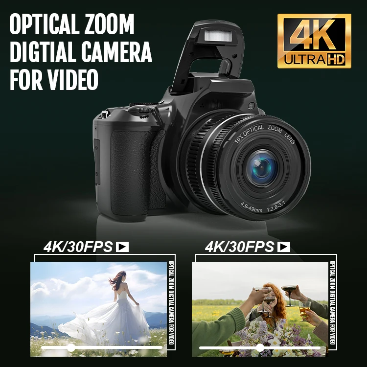 DSLR Digital Camera 64MP 4K 3 Inch IPS Screen 10X Optical