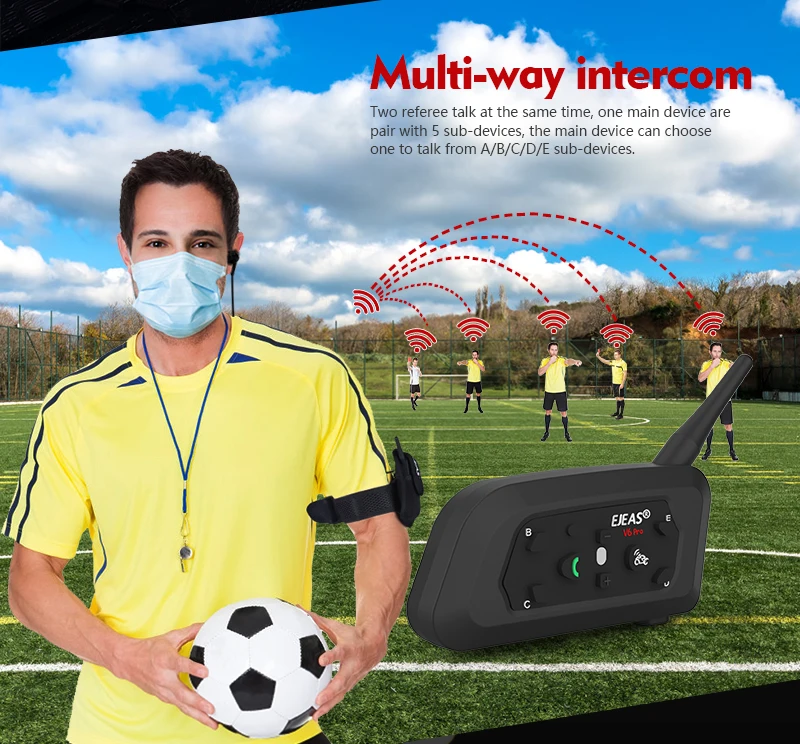 Ejeas V6c 800m Football Referee Walkie Talkie Referee Headset Intercom ...