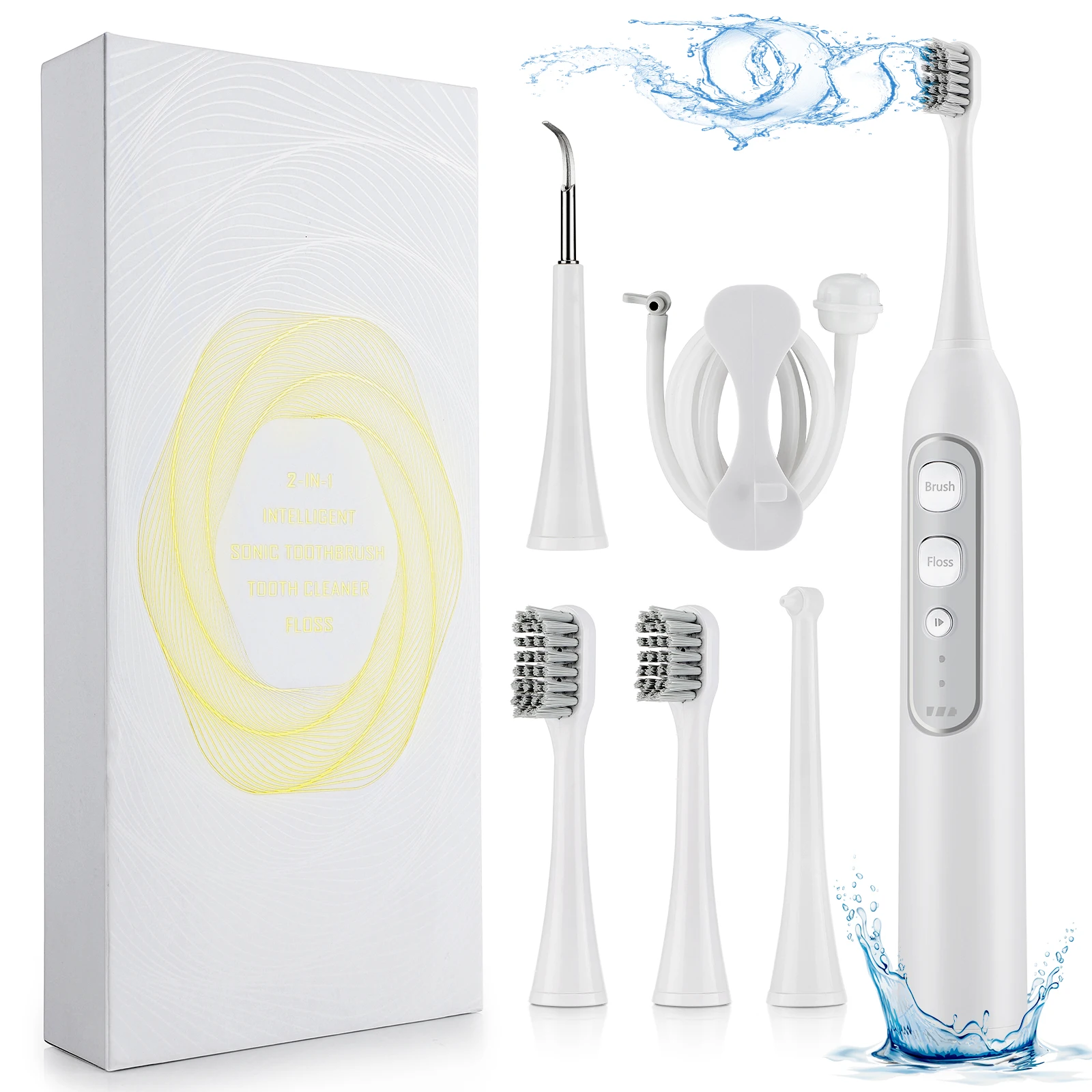 3 In 1 Teeth Cleaning Kit Cordless Sonic Dental Scaler Water Flosser ...