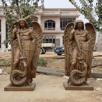 Famous Copper Male Angel Statue Killing Snake Saint Michael The ...