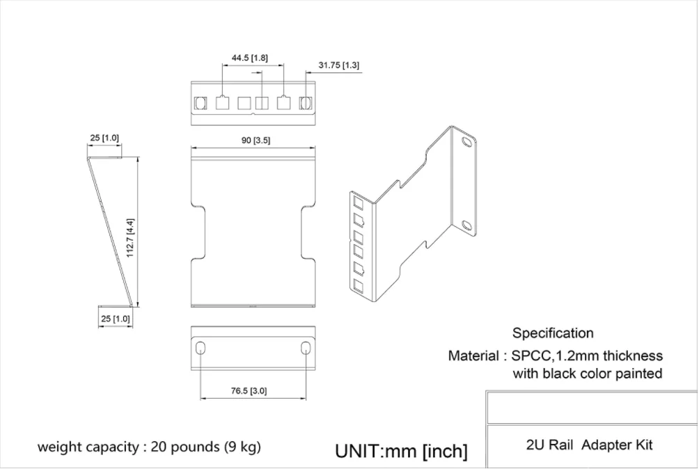 2u Server Rack Depth Extender - 4-inch Deep -recessed Rack Mount ...