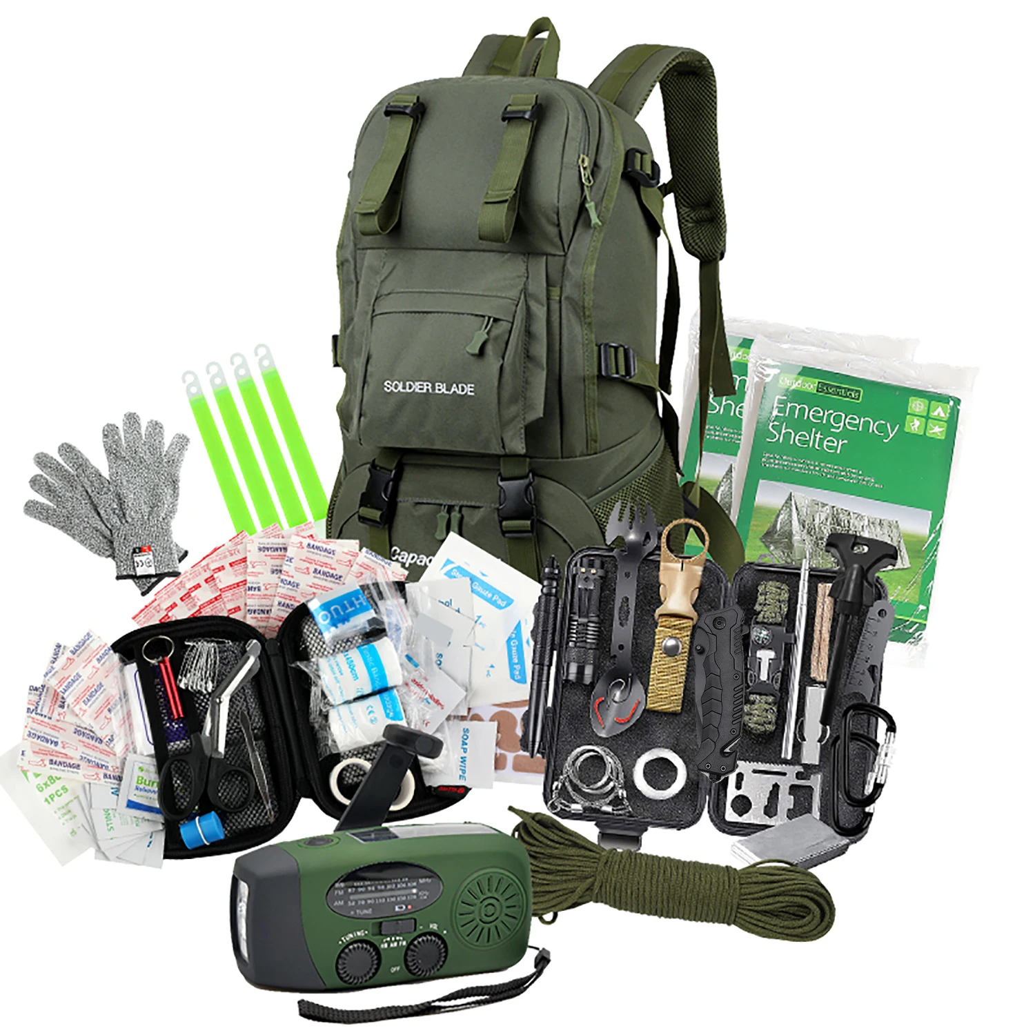 Outdoor Survival Kit with Radio Emergency Kit War with Powerbank 2025 ...