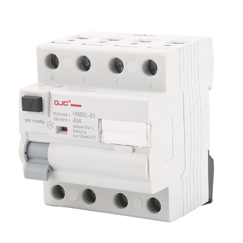 Qjc 4pole Elcb Rccb Rcd 6ka 20a 32a 40a 50a 63a 80a 100a 125a 400v/415v 30ma Electronic Residual ...