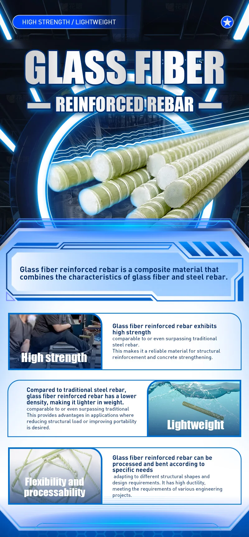 Shine Universe FRP Rebar/Fiberglass 10mm 12mm 14mm 16mm Professional ...