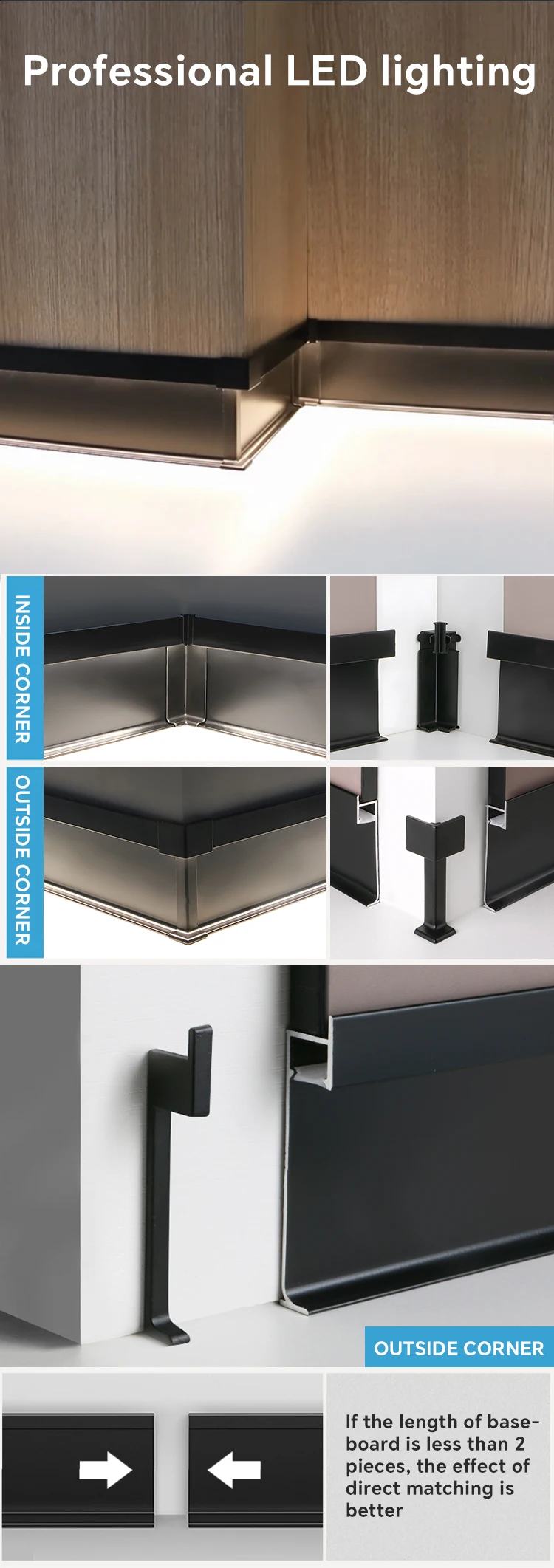 Aluminum Skirting Board - LED Lighting & Easy Installation