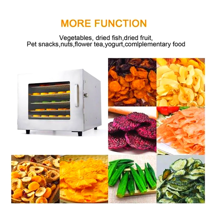 Household 6-Tray Stainless Steel 26L 600W Food Dehydrator for Fruits ...