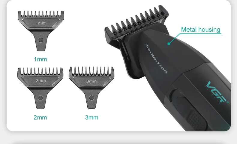VGR V-906 Maquina De Cortar Cabello Metal Housing DLC Blade Barber ...