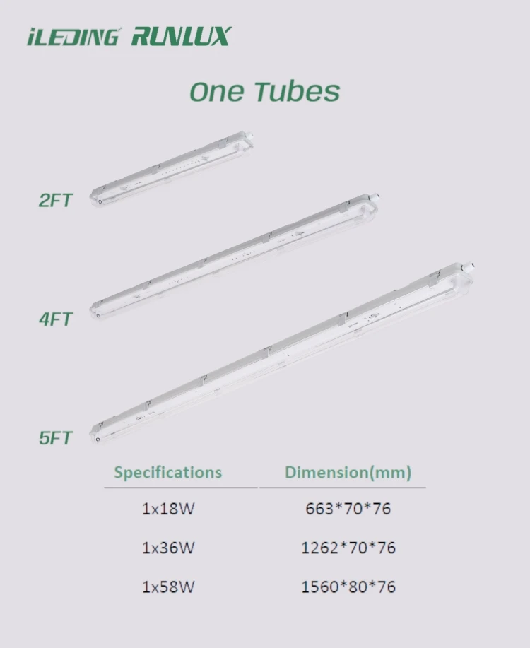2FT 4FT 5FT T8 LED Tube Fluorescent Lights - Tri-proof