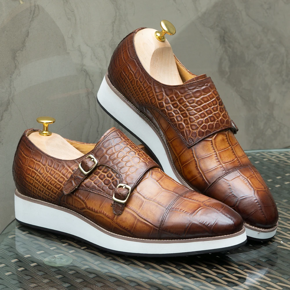Luxury Italian Style Leather Handmade Dress Office Shoes Slip On Casual ...