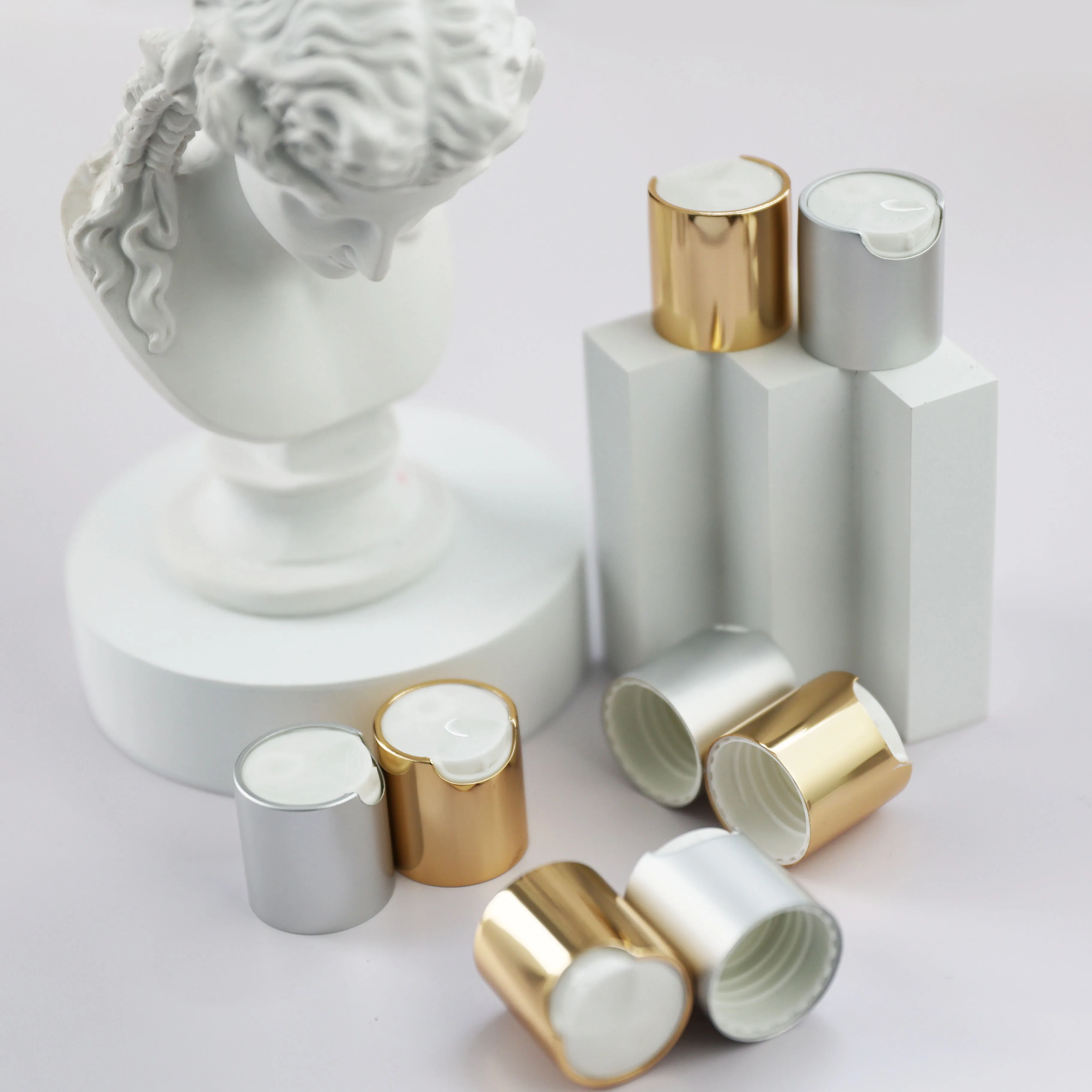 Matte Silver And Bright Gold In Stock 24/410 Aluminum Plastic Disc Top Cap For Cosmetic - Buy ...