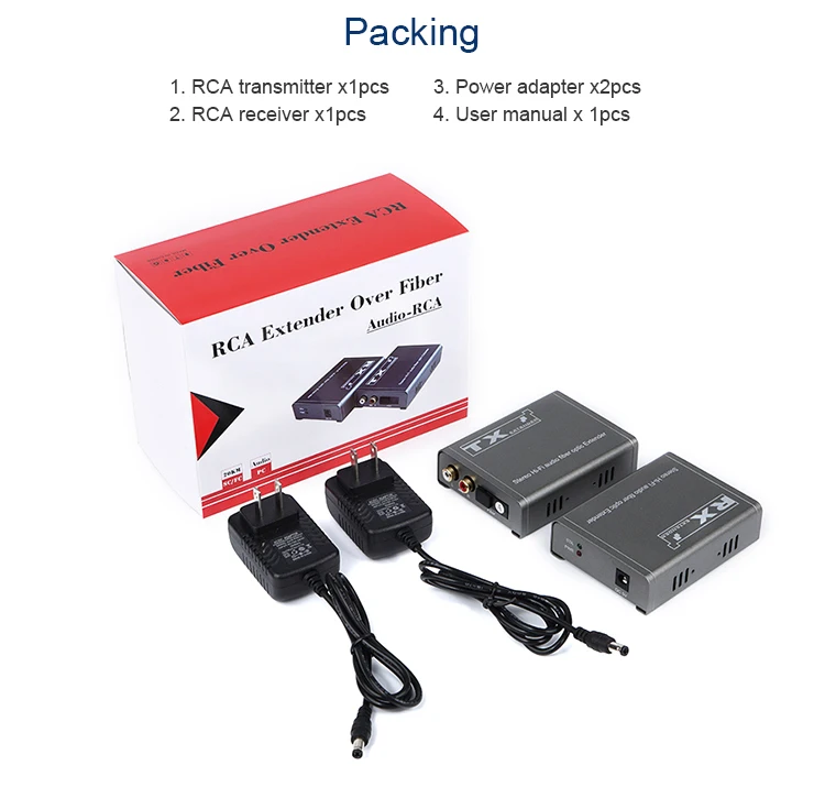 20km Unidirectional Rca Audio Optical Fiber Transmission Audio Extender ...