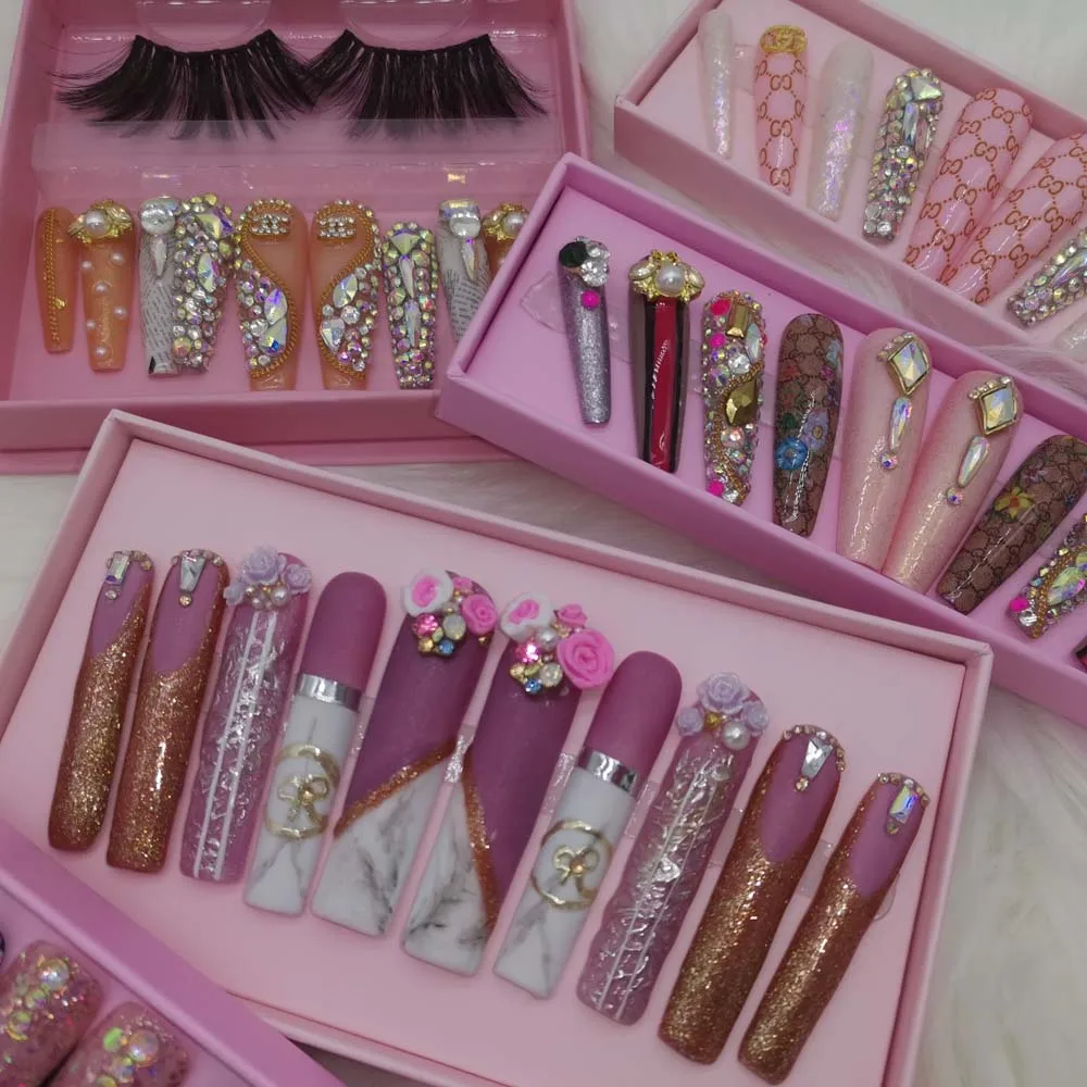 Free Shipping Handmade Acrylic Material False Nails Private Label ...