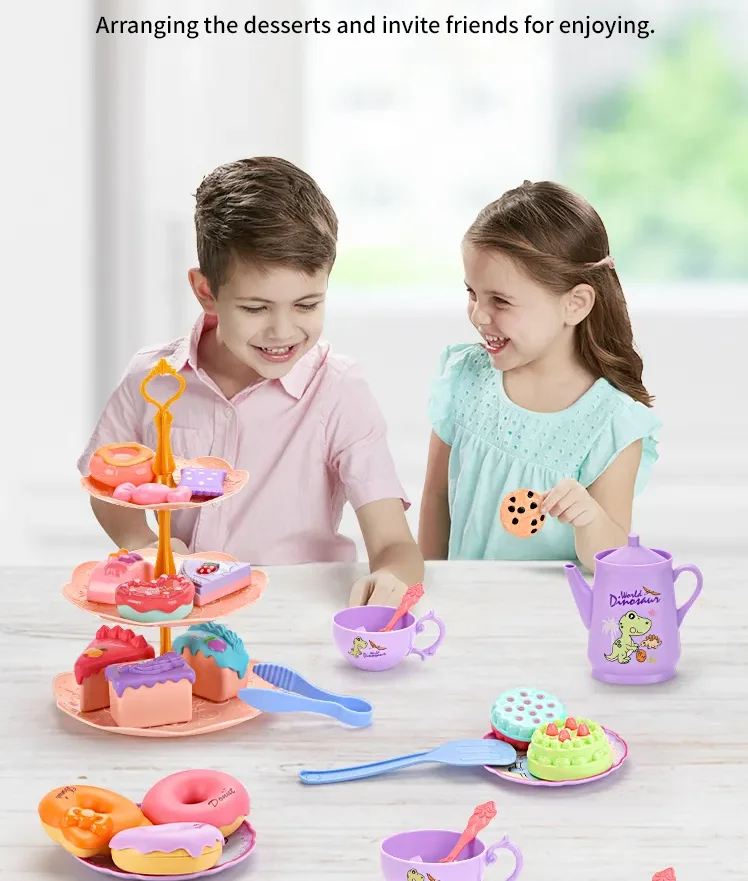 2023 Popular Play House Afternoon Break Dinosaur Tea Party Set With ...