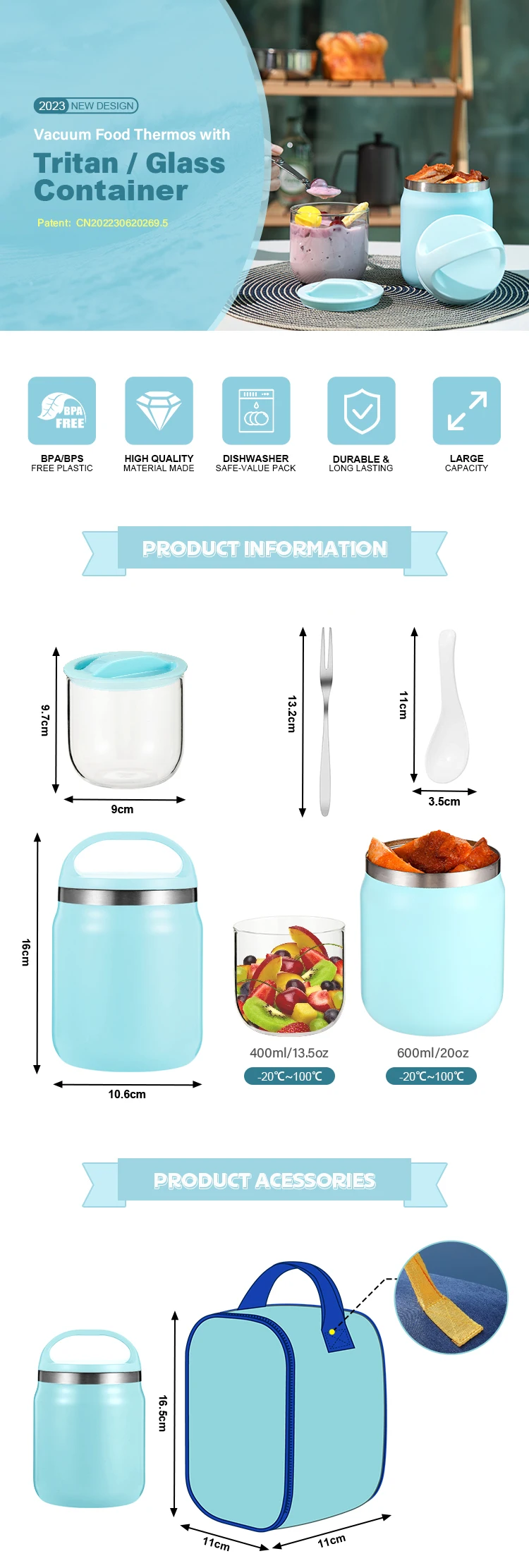 Thermos Food Container Double Wall Stainless Steel Vacuum Lunch Box ...