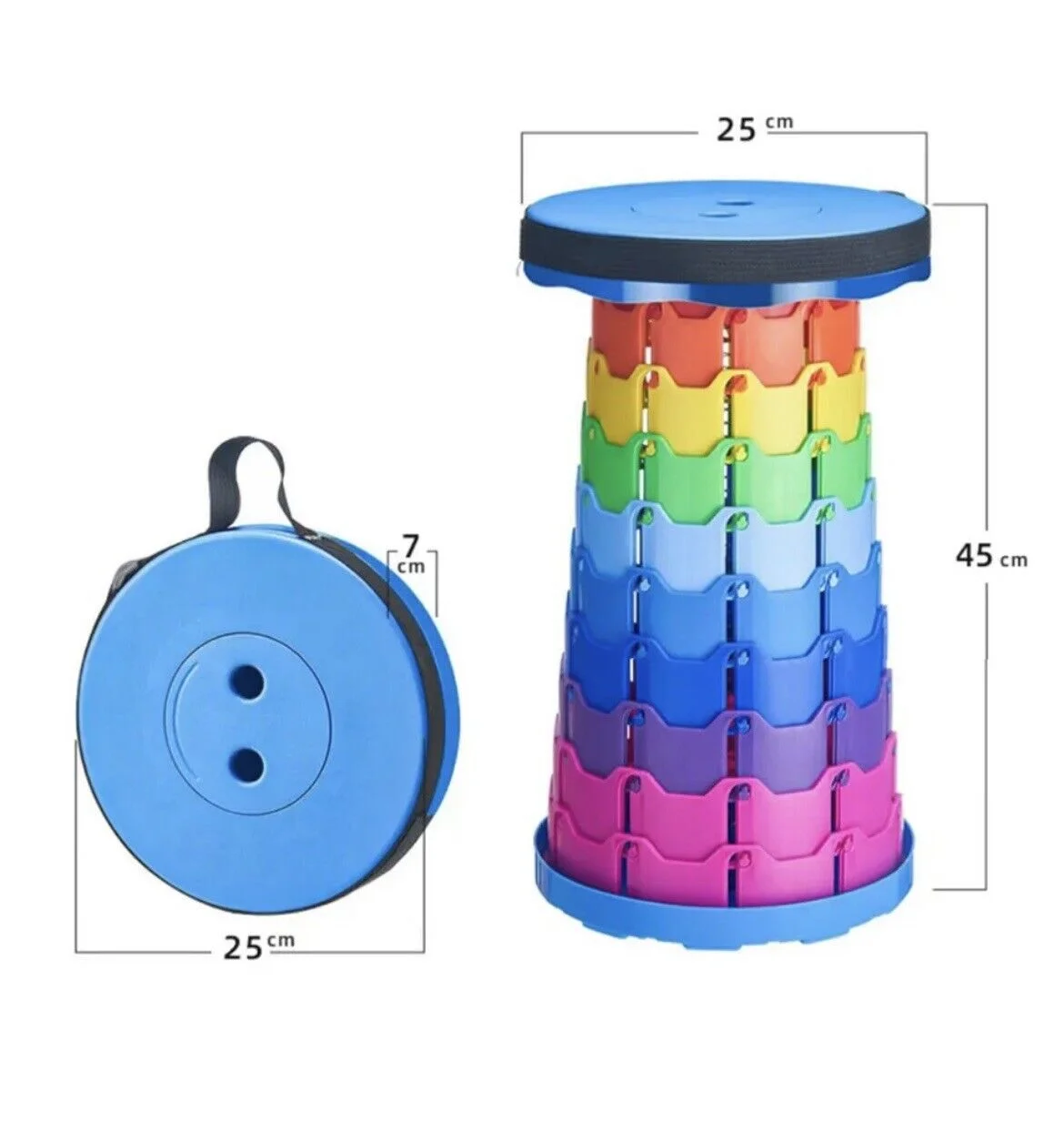 Folding Portable Telescopic Stool Plastic Collapsible Retractable Stool ...