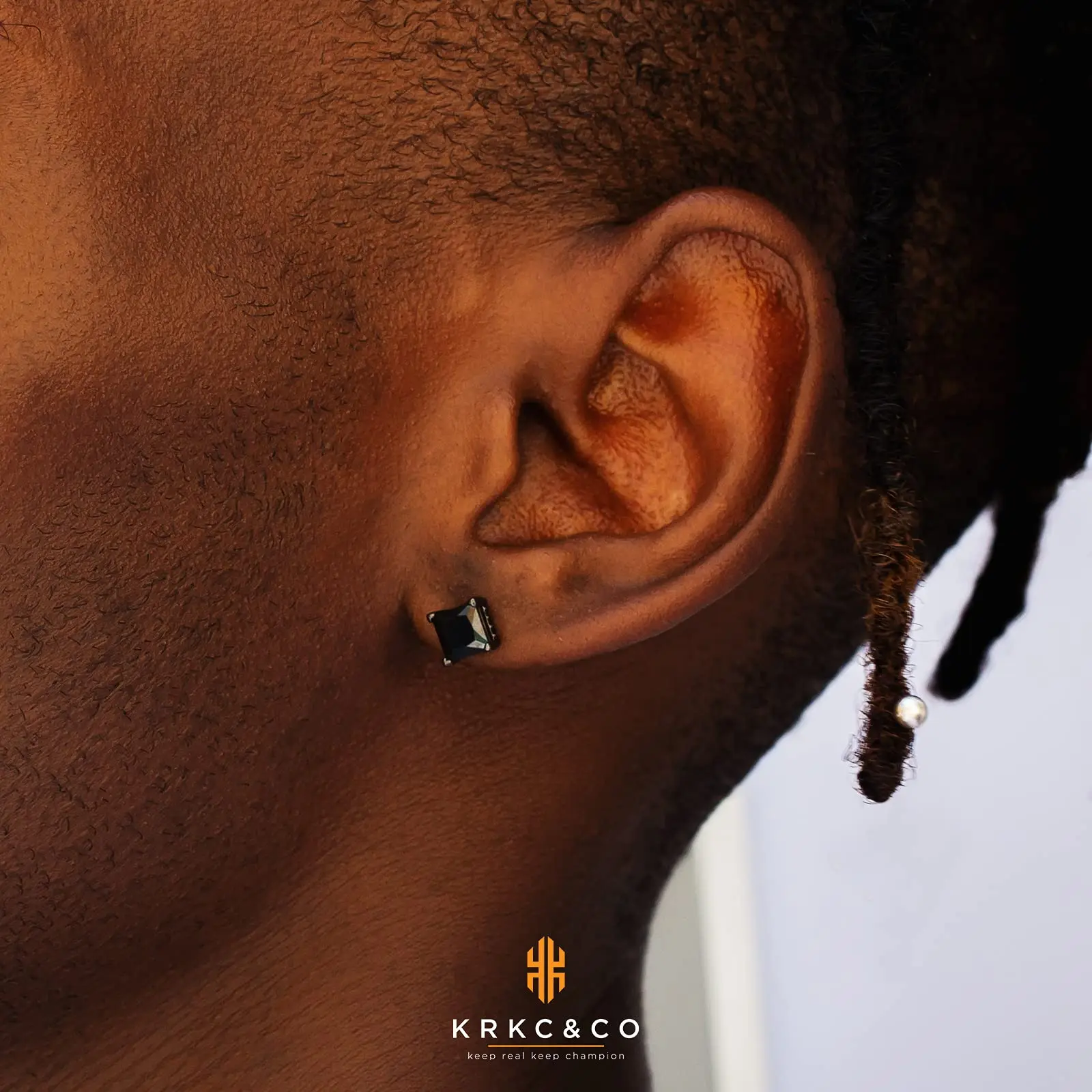 Black Square Earrings For Men