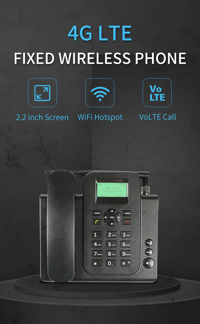 4G GSM LTE Cordless Phone with 2.2 Inch Screen & Wifi Hotspot