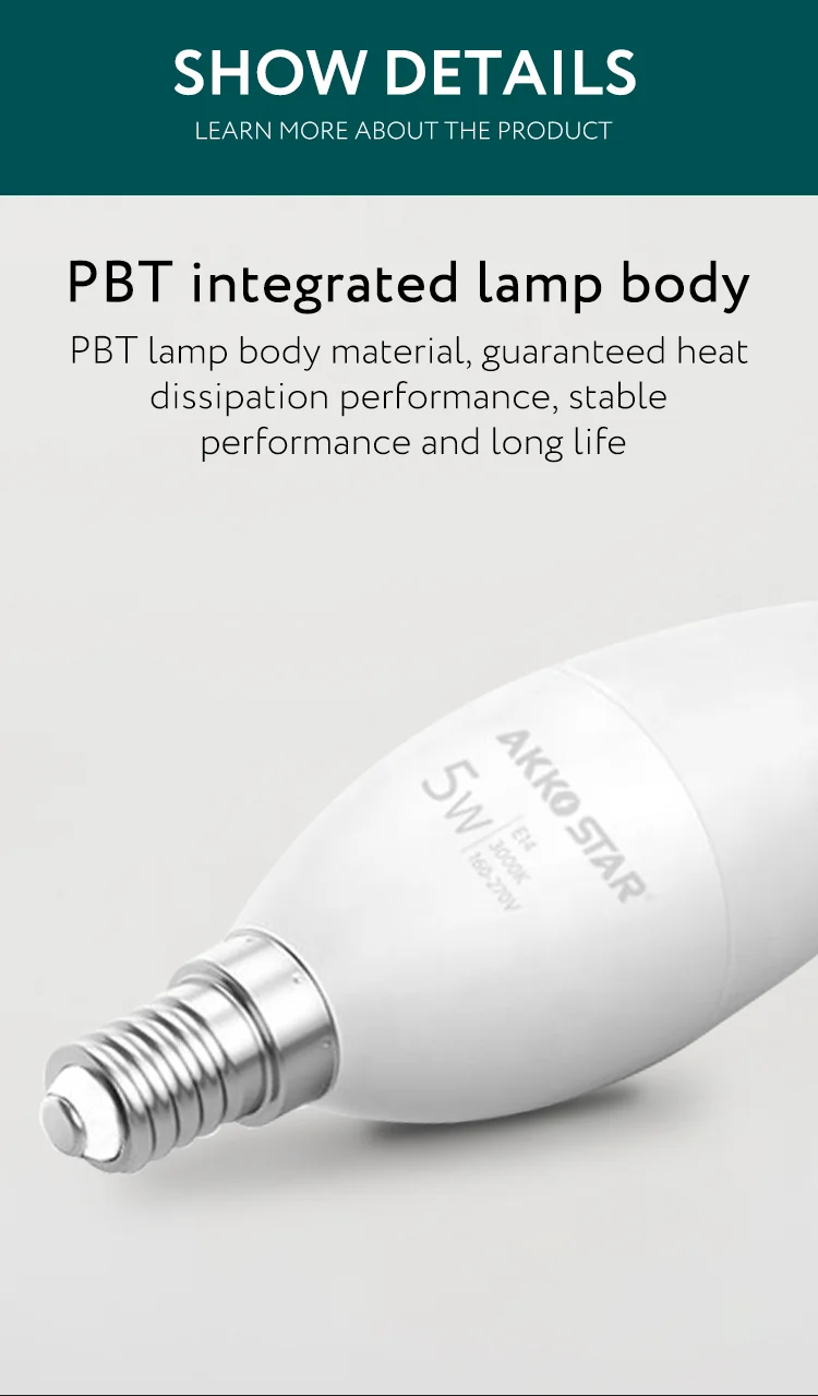 Akko Star Most Popular 5w C37 E27/e14 Led Bulb 3000k And 6500k Light ...