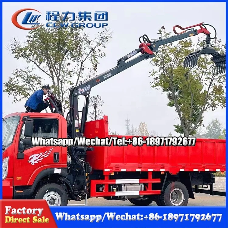 Hydraulic Folding Arm Brick Grab Block Lifting Crane With Truck 4x2 ...
