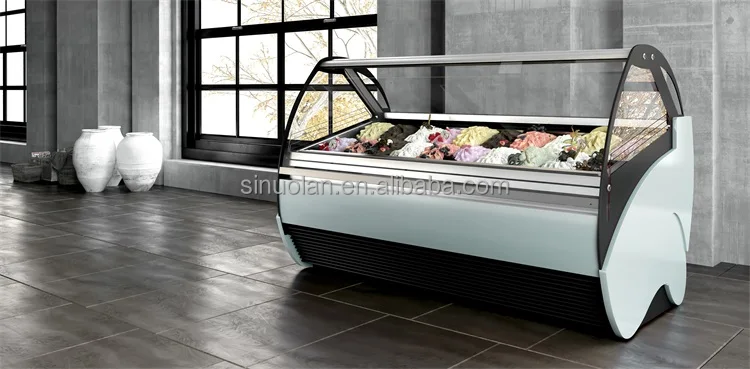 Curved Glass Door Countertop Display Freezer - 10 Pans