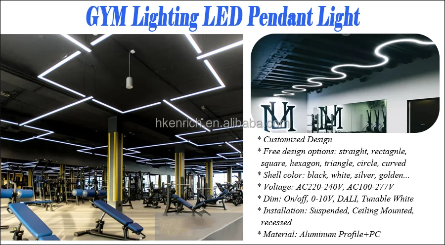 Modern Gym Lighting Continuous Running Linear Led Profile Light With ...