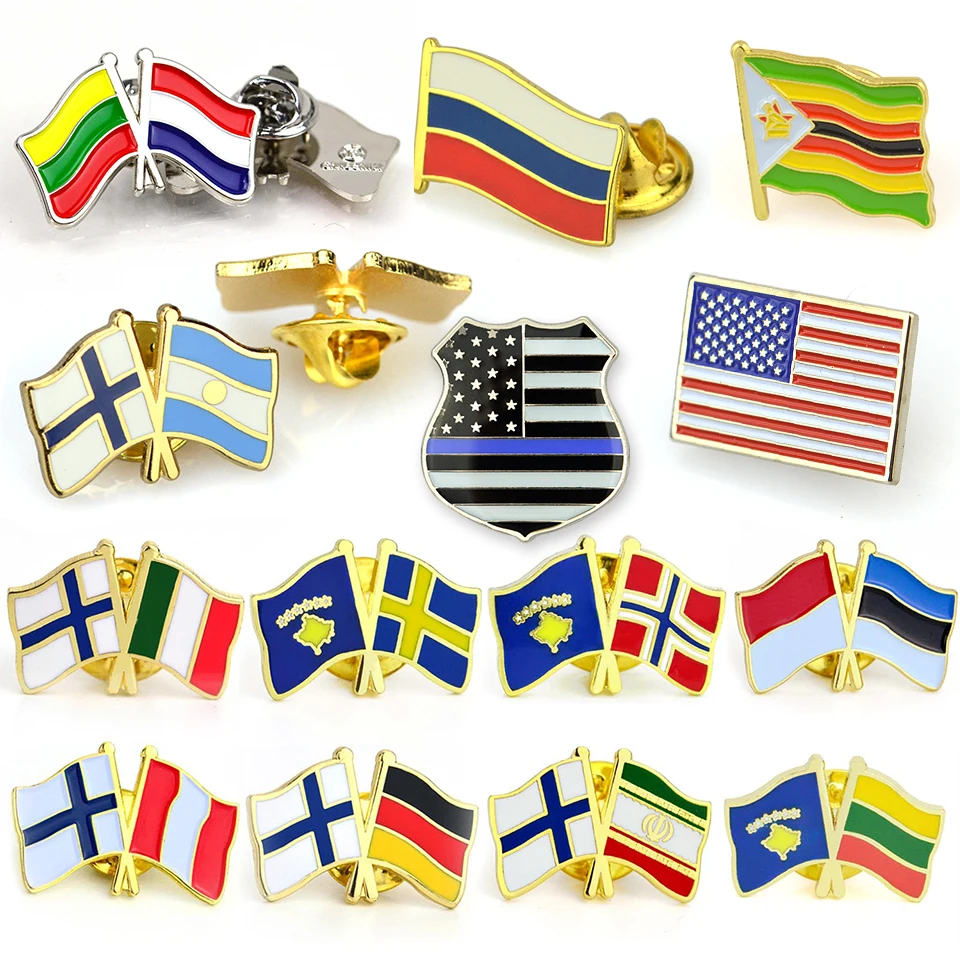 Custom Country Flags Printed Enamel Pin - Metal Lapel Pin