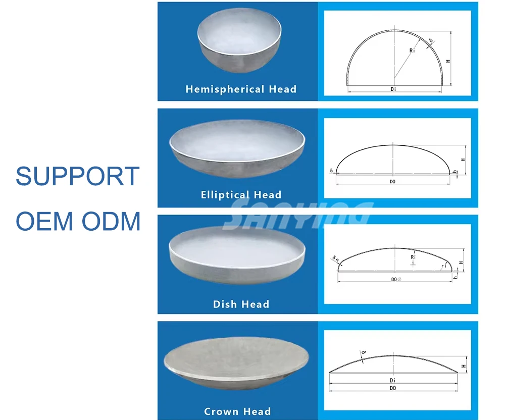 Customized Stainless Steel 304 316 Elliptical Hemisphere Dish Head ...
