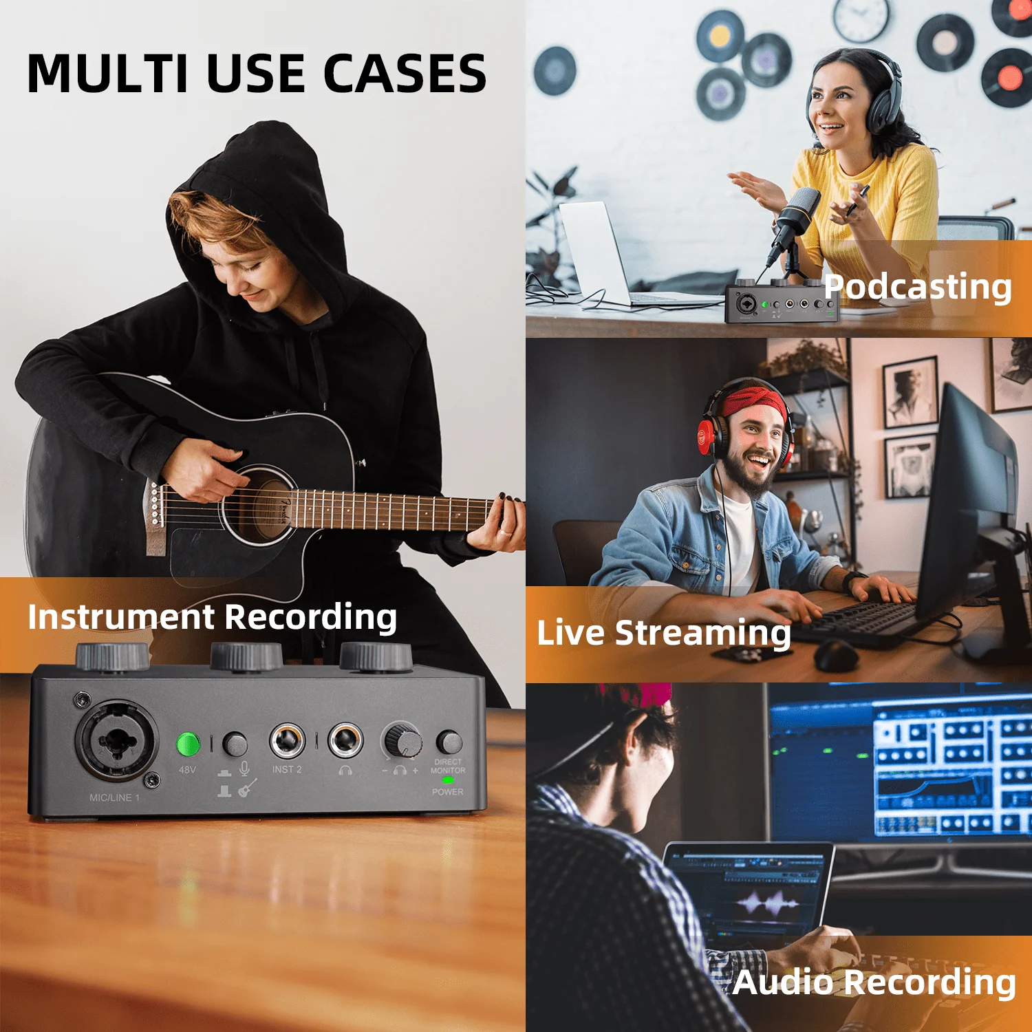 Fifine Ampli1 Soundcard Audio Interface Professional Audio Mixer HIFI ...