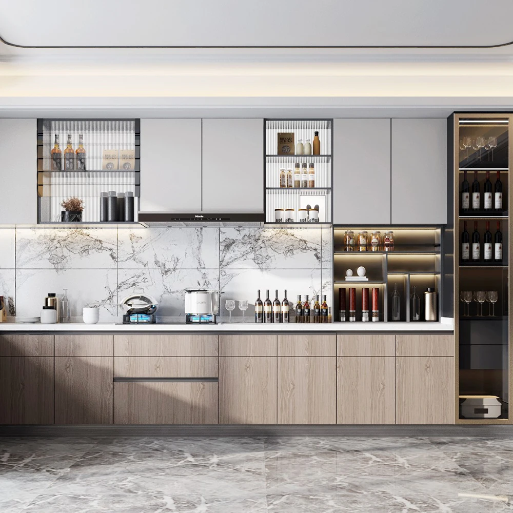 Modern Luxury U-shaped Villa Kitchen Unit Cabinet Modular Wooden ...