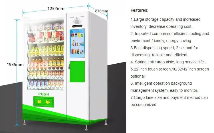 Indoor Free Standing Smart Advertising Lcd Display Vending Machine With ...