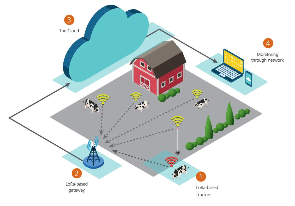 Long Battery Lorawan Iot Cattle Tracking with GPS Tracker