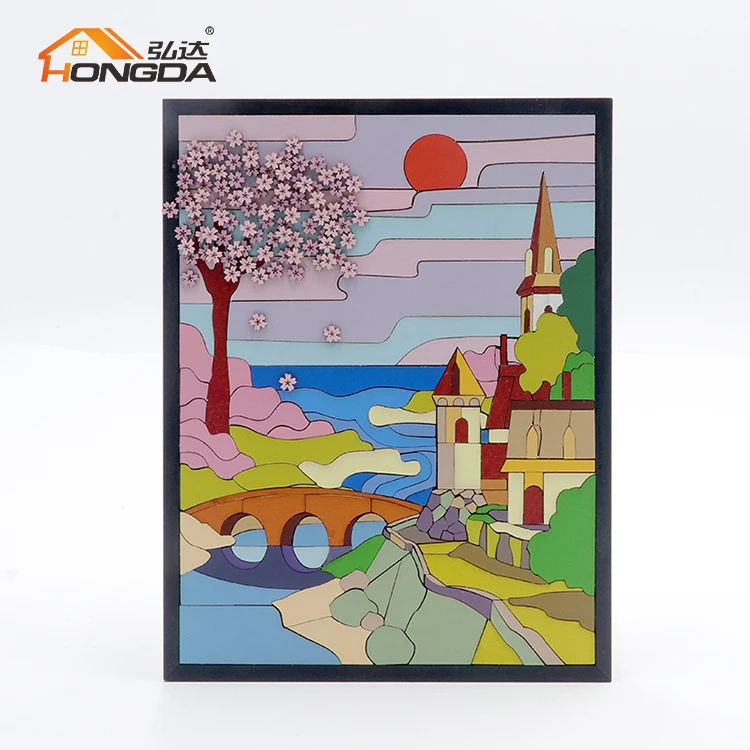 Hongda Wa001 European Scenery Wood Painting Art Colorful 3d Puzzle Diy ...