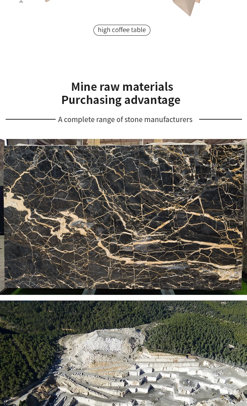 Luxury Round Gold Marble Coffee Tables with Stainless Steel Base