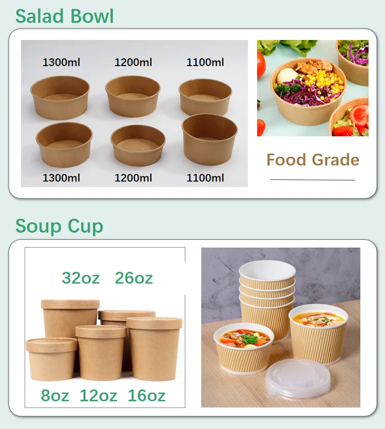 Kraft Disposable Paper Bowl Ice Cream Paper Hot Soup Cup Eco Friendly ...