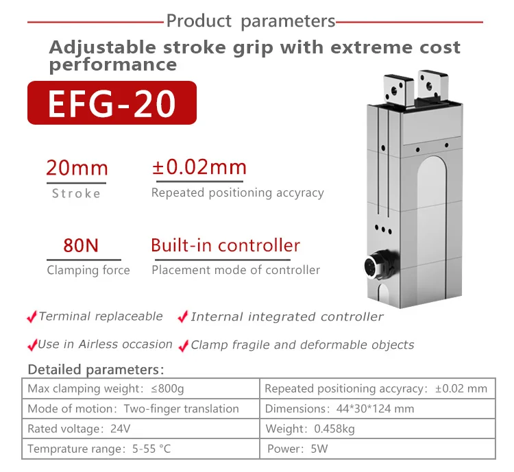 Hand Gripper Air Claw Z-EFG 20 - Multifunctional Robot Arm