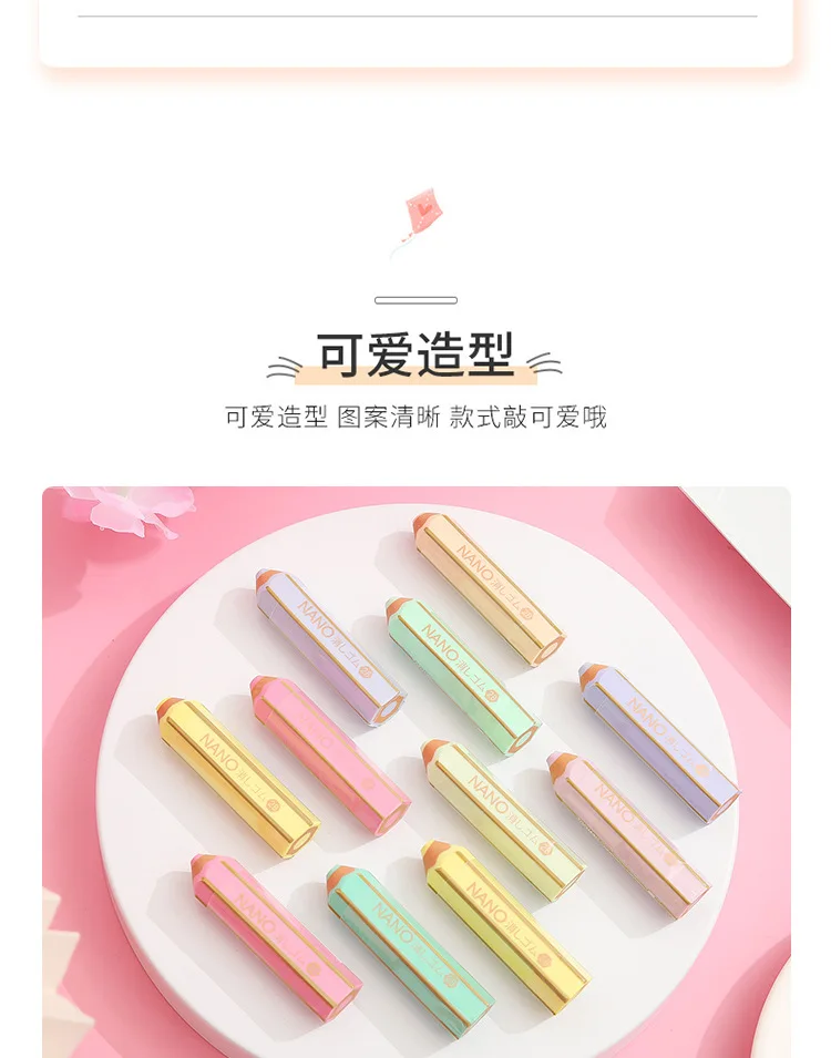 Fresh Eraser - Simple and Creative Hexagon Pencil Shape