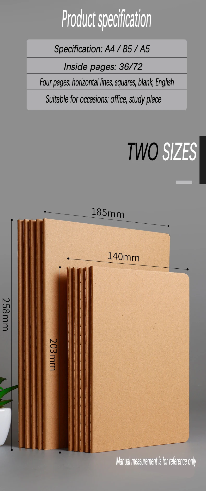 Promotional Wholesale B5 A4 A5 Size Horizontal Line Hard Cover Diary ...