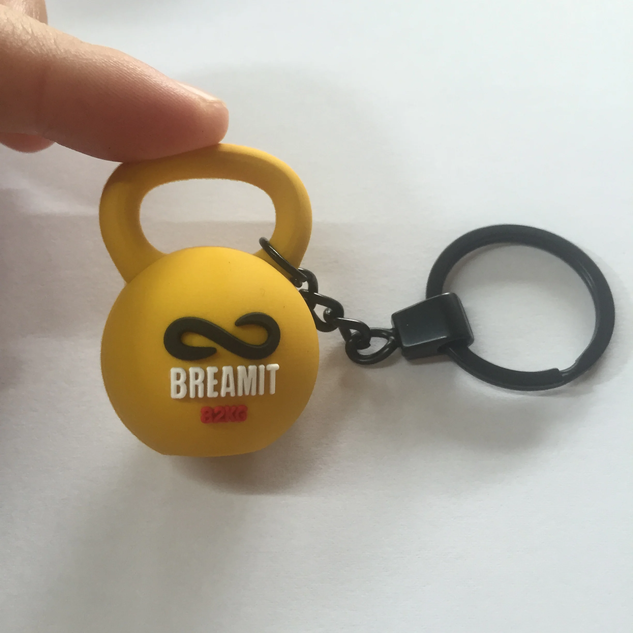 Custom 3D Pantone Color Shape Rubber Kettlebell Keychain