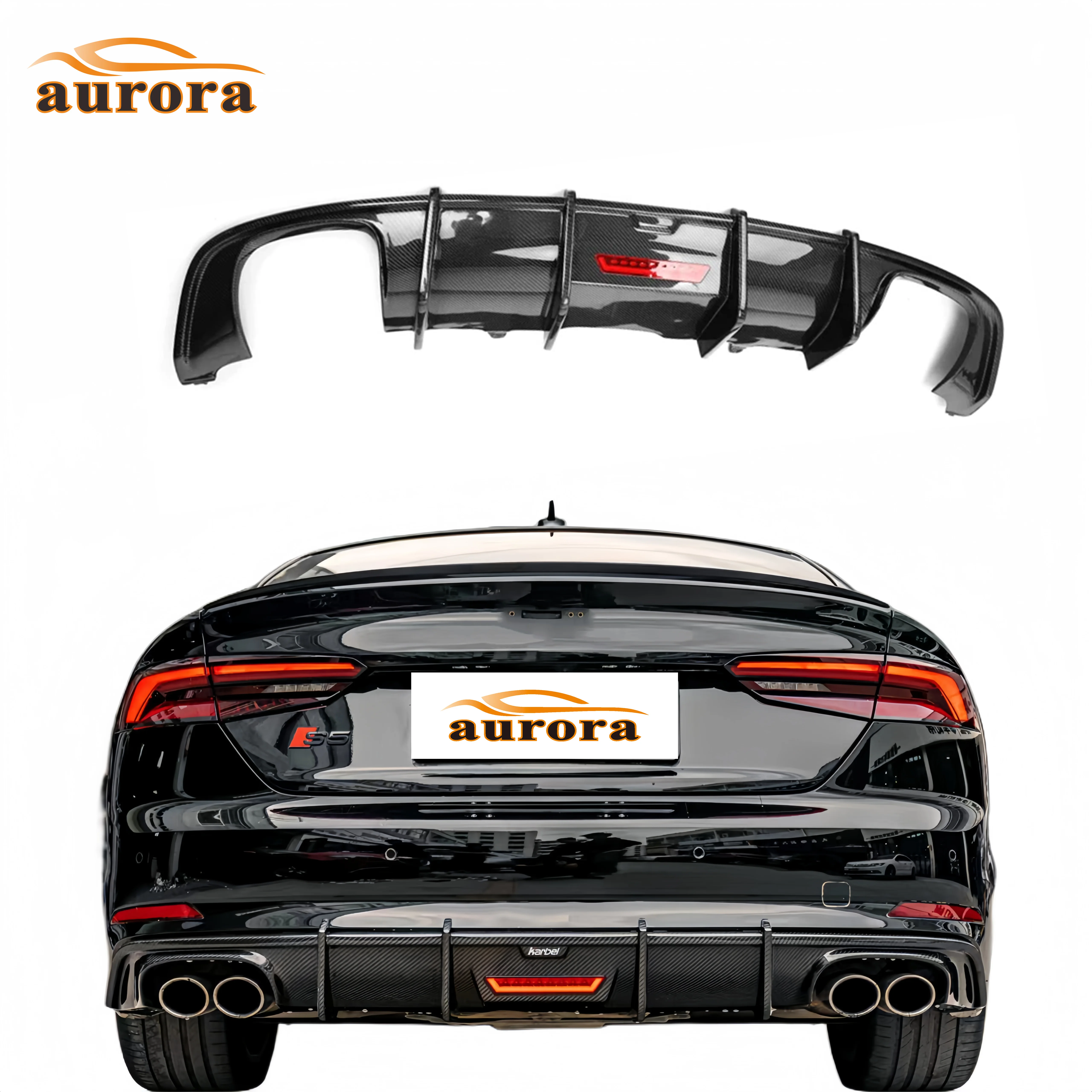 Carbon Fiber Rear Diffuser Lip A5 B9 S5 S-Line for Audi S5 2017 2018 ...