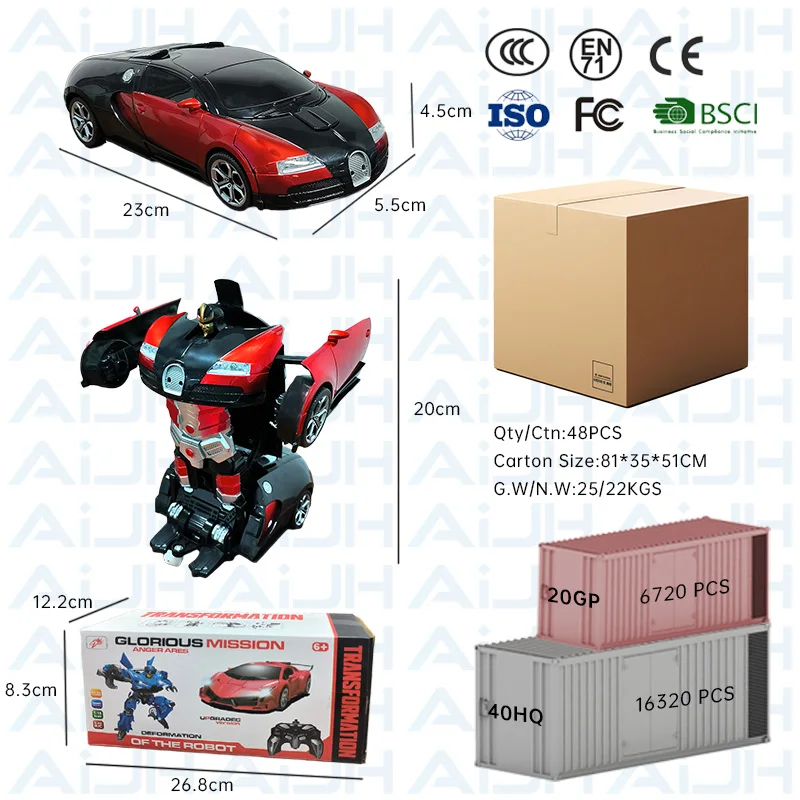 AiJH RC Robot Car - Cool Changing Shape Friction Vehicle Toy for Kids ...