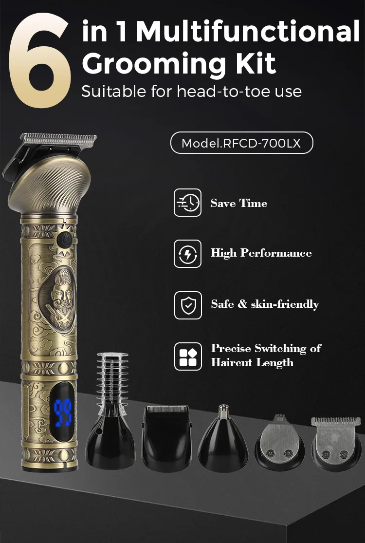 Professional Cordless 6-in-1 Grooming Kit for Men Nose Body Trimmer ...