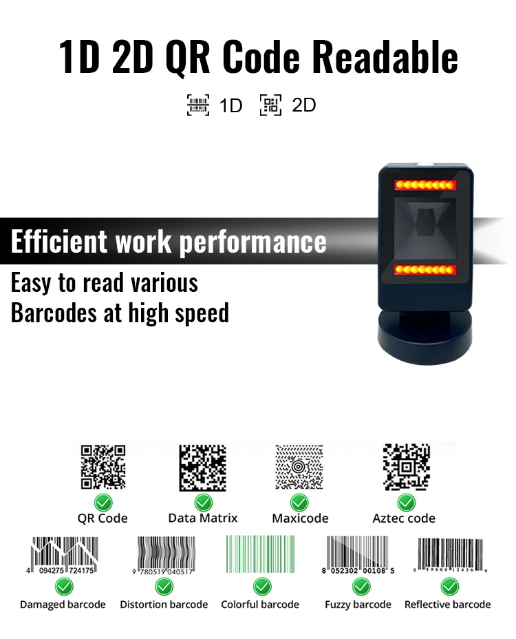 JR T26 Large-Angle Desktop Scanner - Efficient Code Recognition
