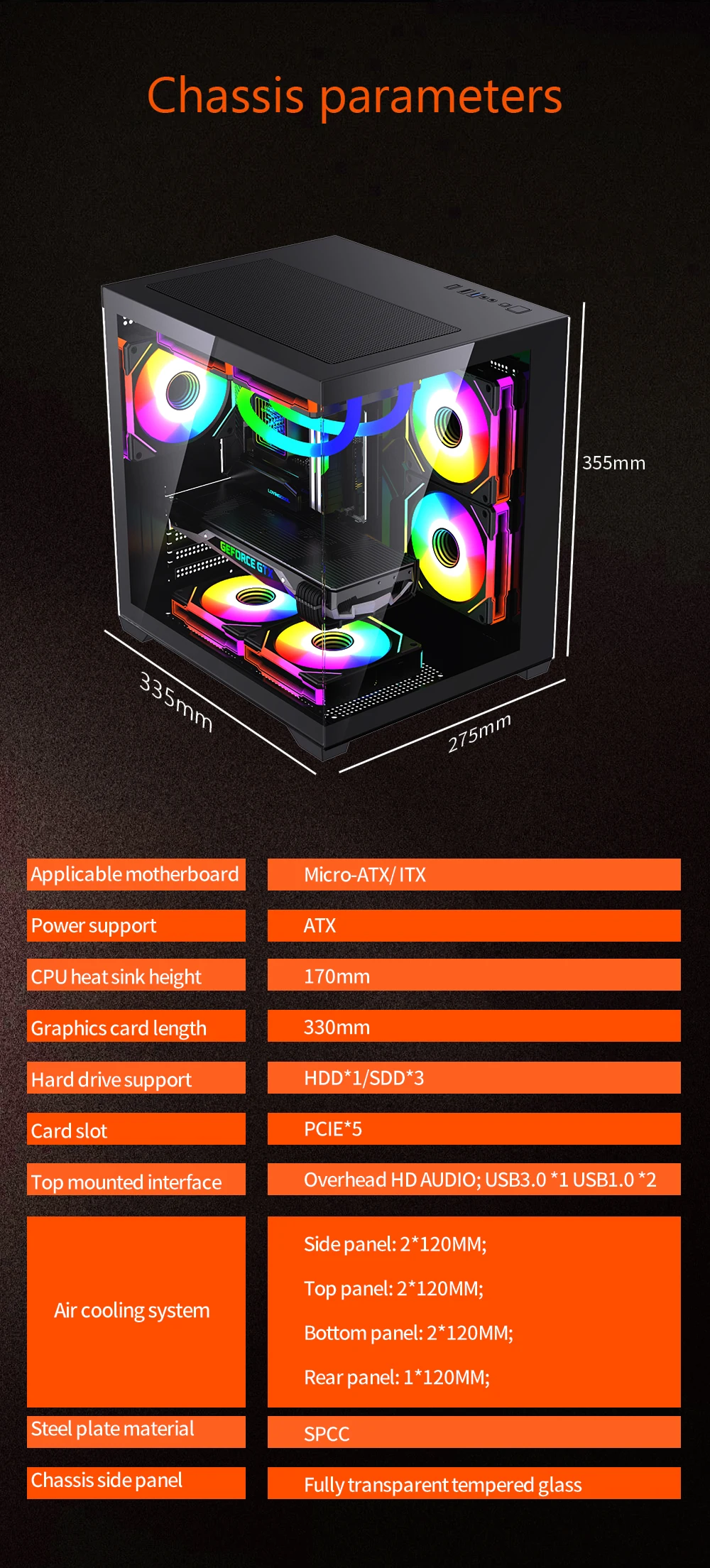 LOVINGCOOL Gaming PC Case - Mid Tower with RGB Lights