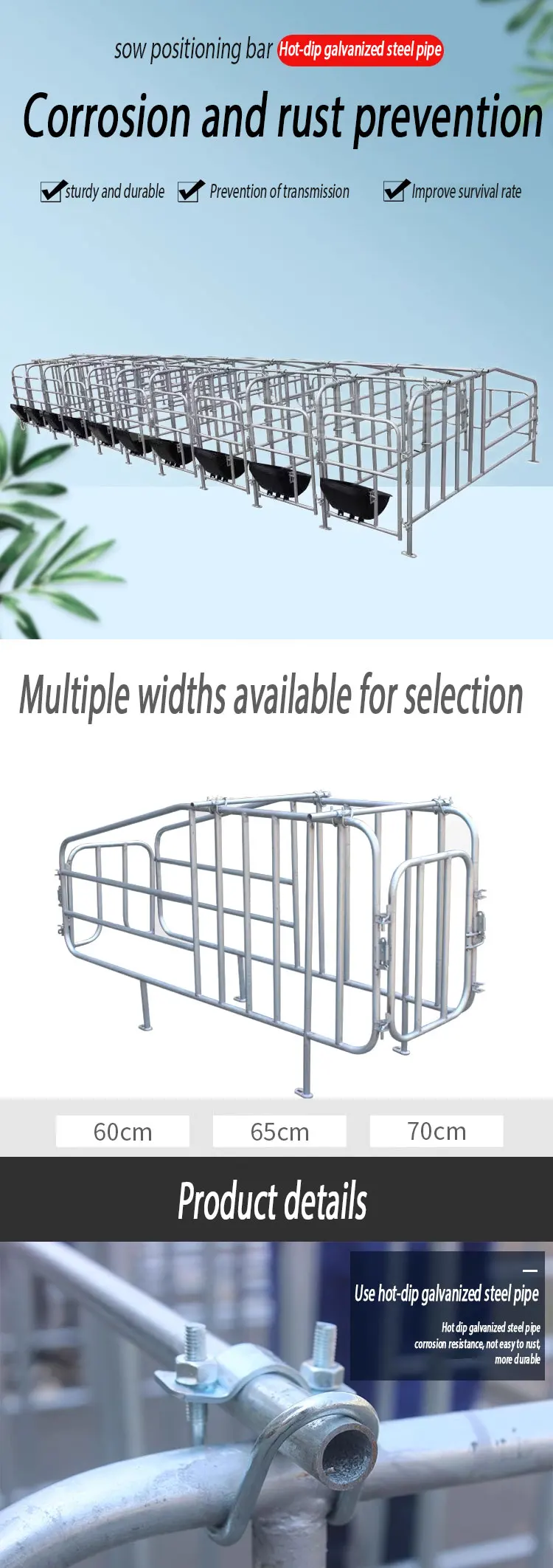 Double Pig Farming Equipment Farrowing Crate / Piggery Gestation Pens ...