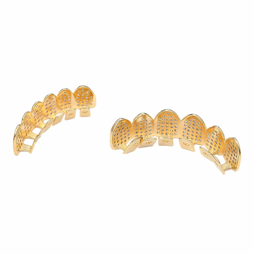 Custom Grillz Teeth - Diamond and Gold Open Face Grills