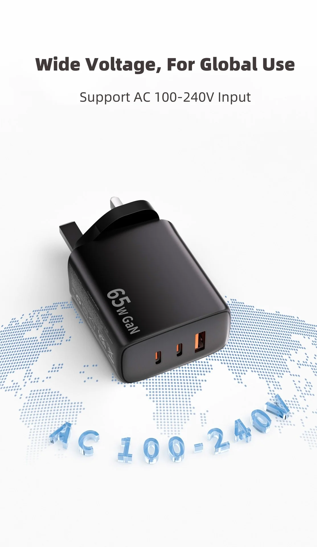 65W USB Type C Wall Charger 67W Fast Charging Power Delivery 3.0 GaN ...